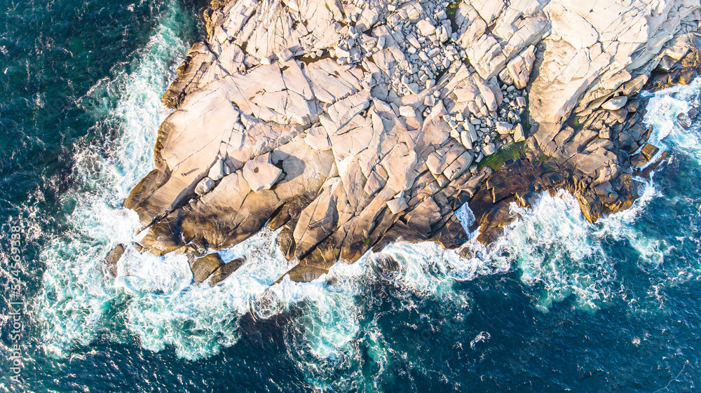Top Down view of the Lighthouse built on sea rock- Peggy's Cove, Nova ...