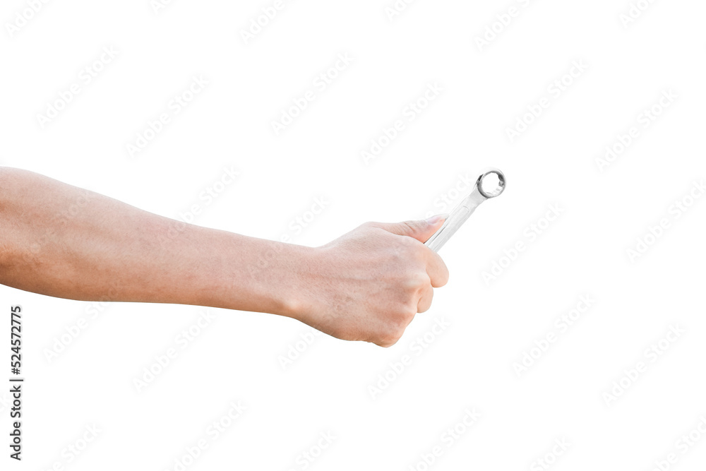 Hand holding a spanner isolated on transparent background - PNG format ...