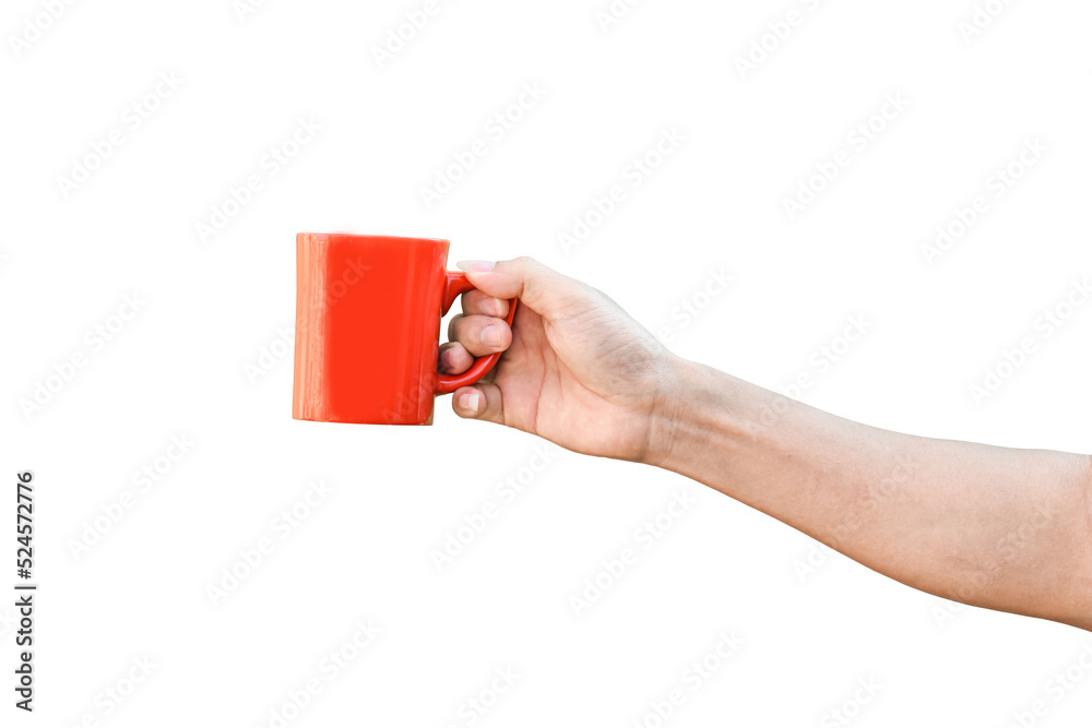 hand holding red cup isolated on transparent background - PNG format ...