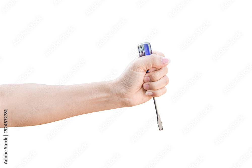 Hand holding screwdriver flat isolated on transparent background - PNG ...