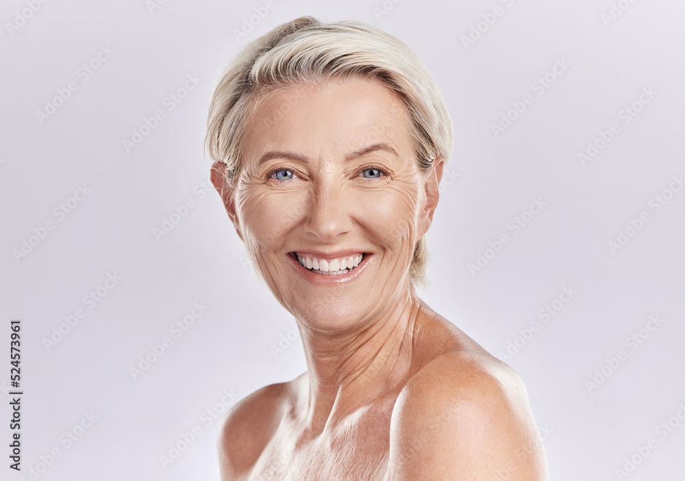Skincare of senior woman in a beauty face portrait for hygiene, body ...