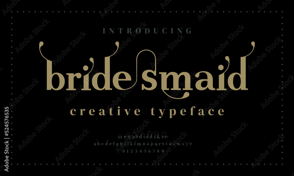 Luxury wedding alphabet letters font and number. Typography elegant ...
