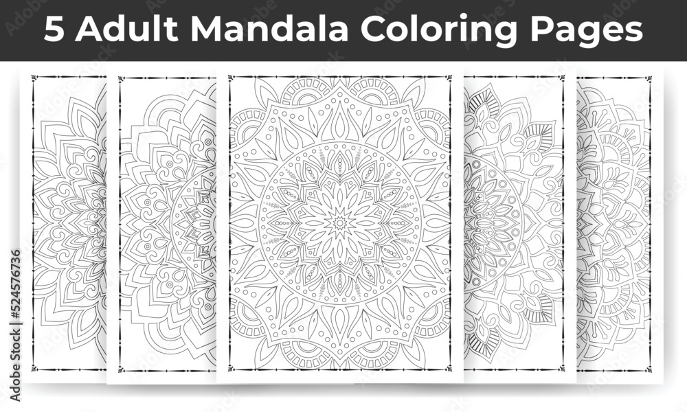 05 Adult Mandala Coloring Page Bundle for KDP Interior. Adult coloring ...