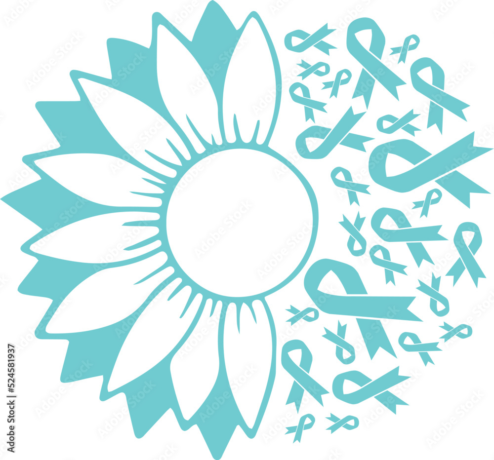Sunflower Addiction Recovery Turquoise Ribbon vector eps,Addiction ...
