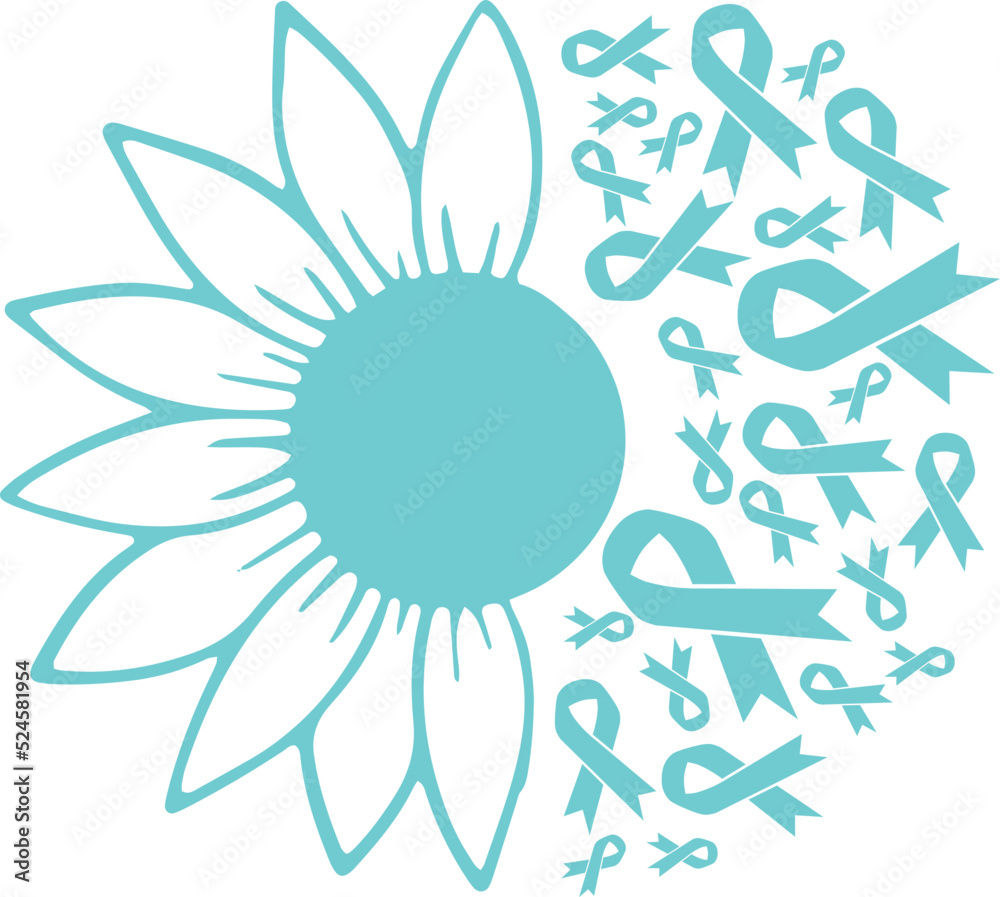 Sunflower Addiction Recovery Turquoise Ribbon vector eps,Addiction ...