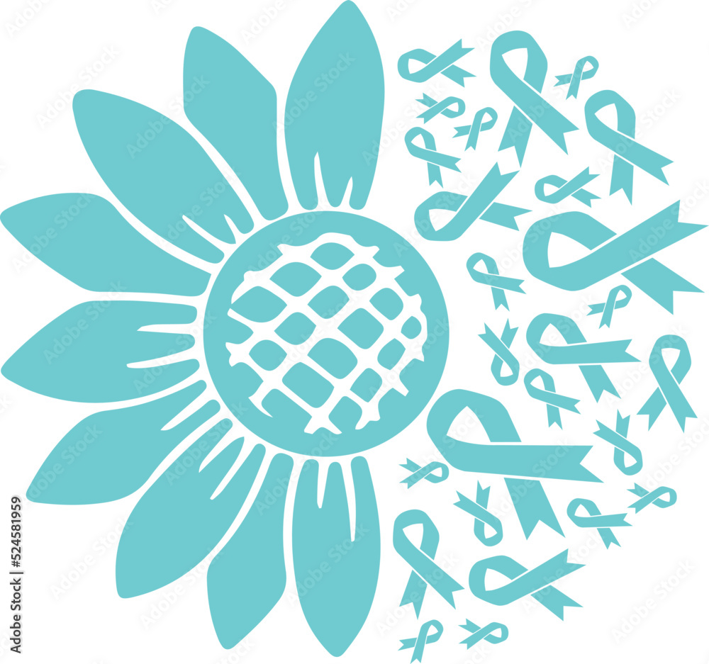 Sunflower Addiction Recovery Turquoise Ribbon vector eps,Addiction ...