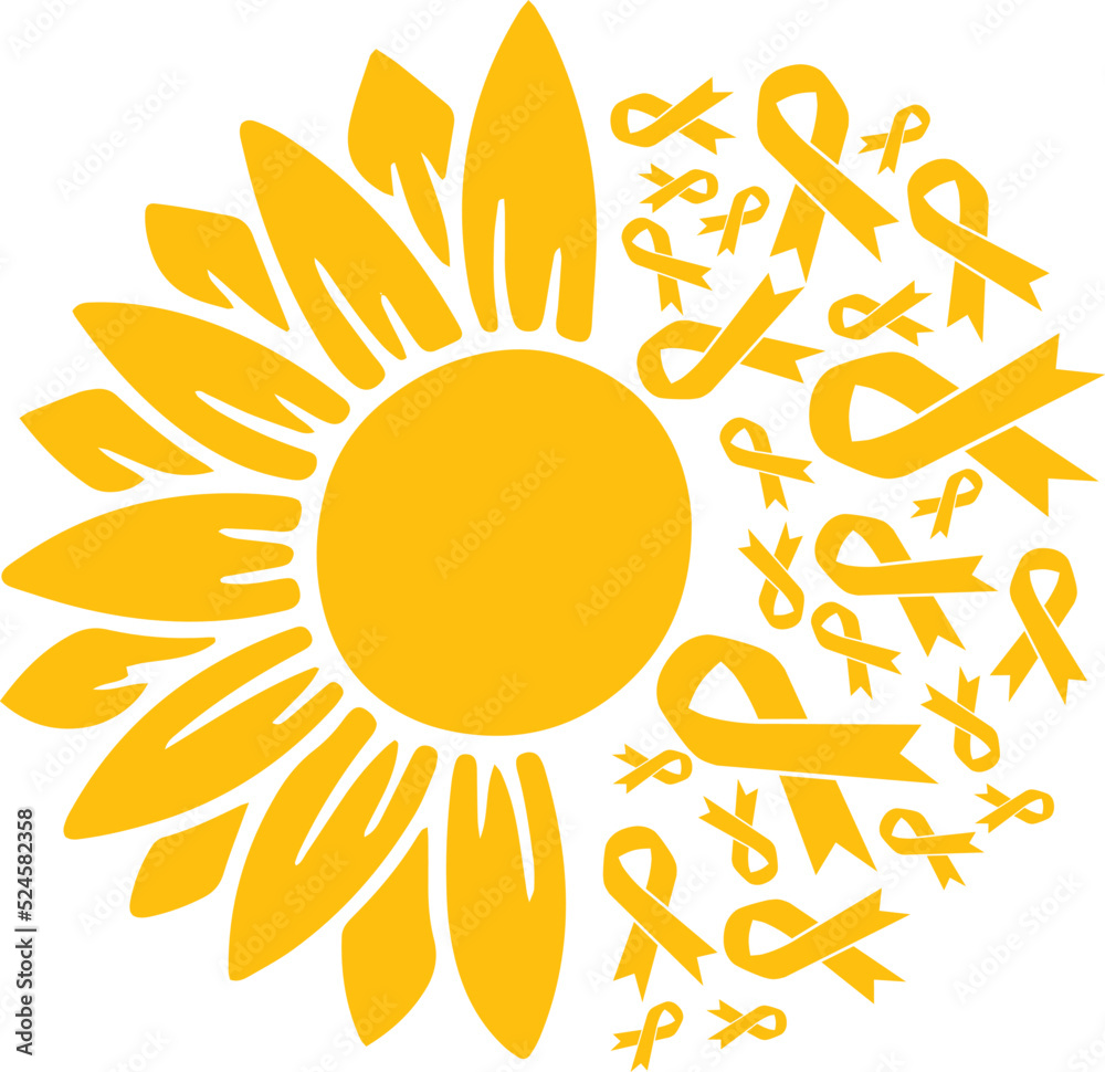 Sunflower Appendix Cancer Amber Ribbon vector eps,Appendix Cancer ...