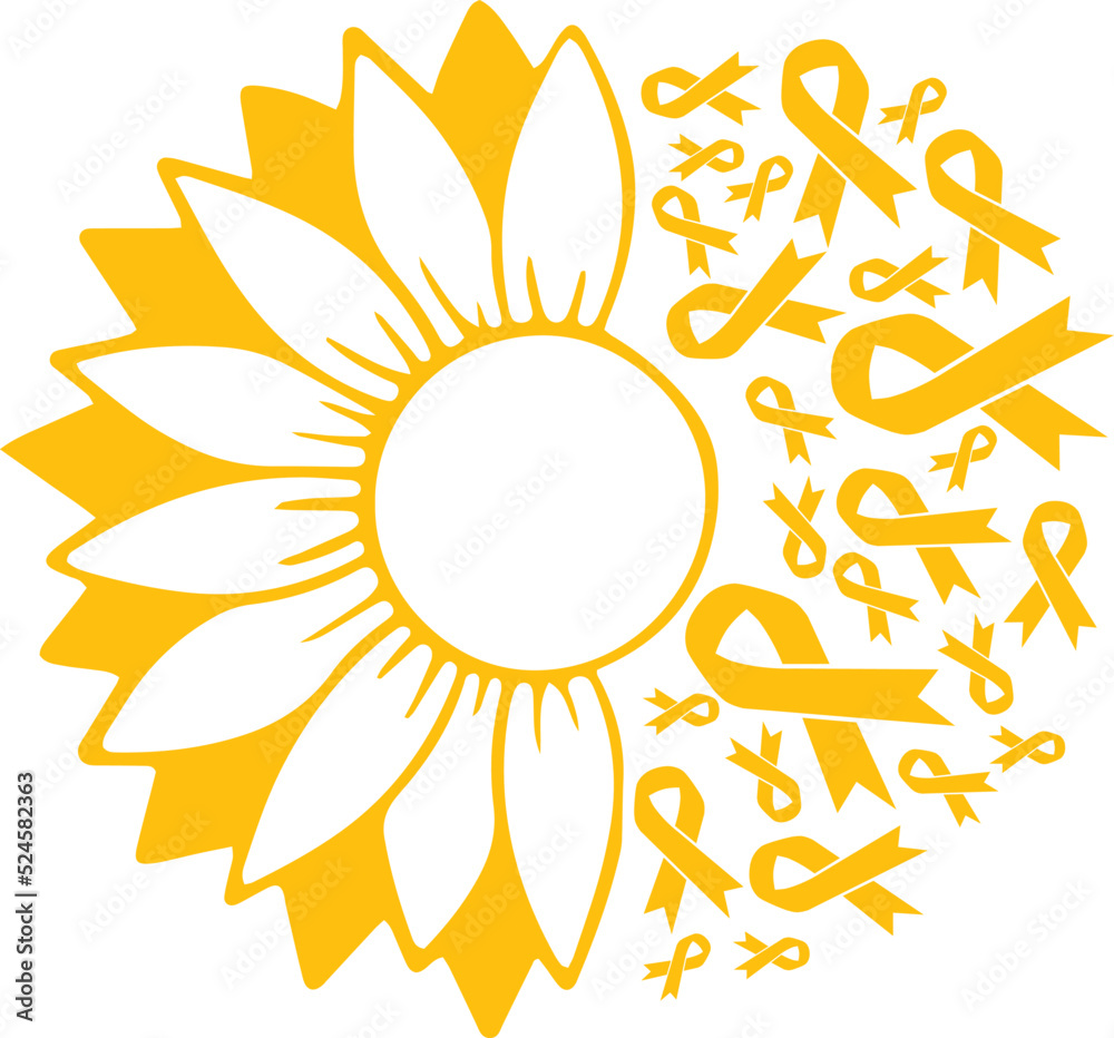 Sunflower Appendix Cancer Amber Ribbon vector eps,Appendix Cancer ...