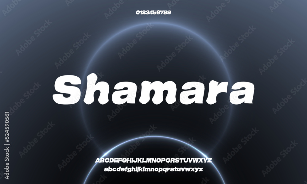 Shamara, bold elegant modern typeface lettering wavy font, vector ...