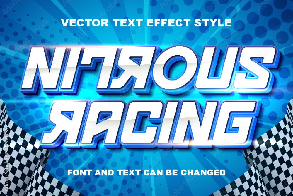 nitrous racing car blue typography lettering 3d editable text effect ...