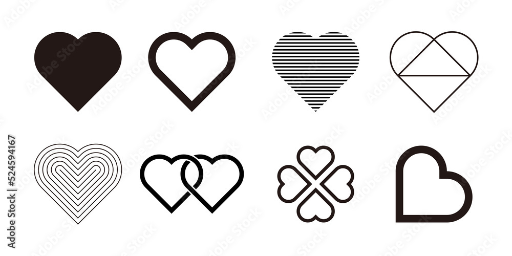 Simple, minimal style heart icon set. Stock Illustration | Adobe Stock