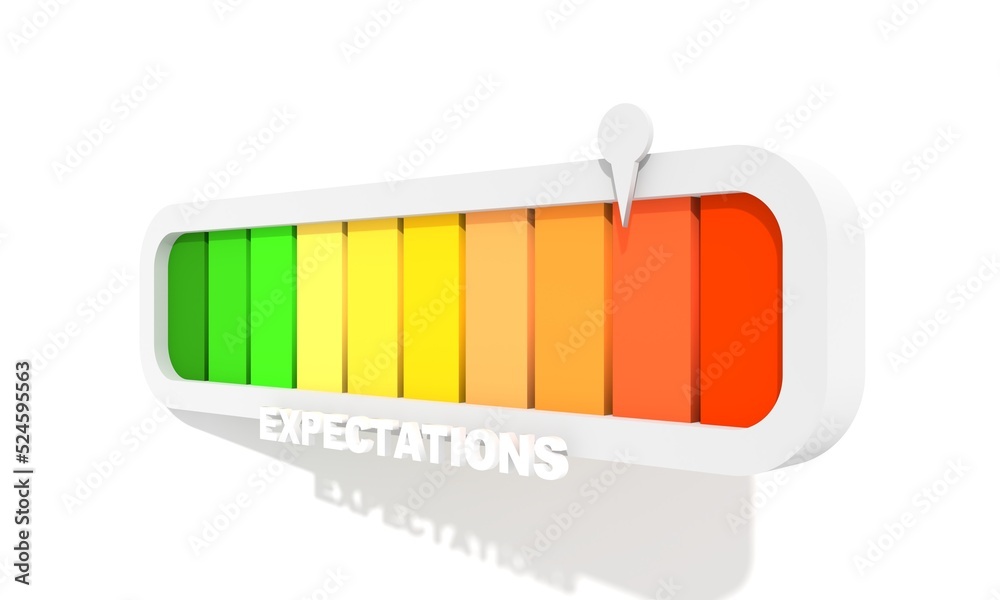 Indicator of expectations with color scale with bars and pointer ...