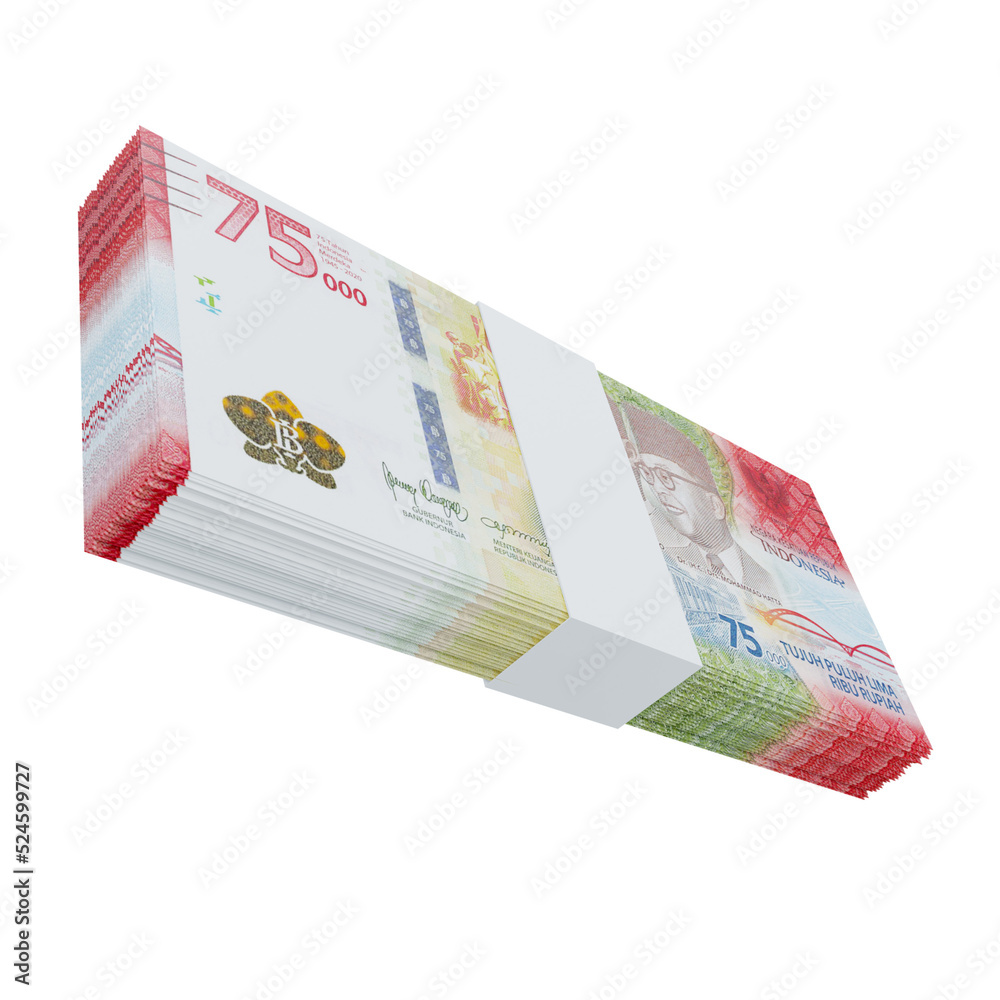 Indonesia Currency Rupiah 75.000: Stack of Rp indonesia banknote Stock ...