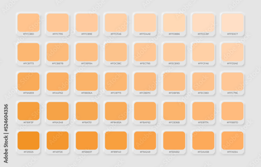 Orange colour style palette in RGB hex. Orange Colour Guide Palette ...