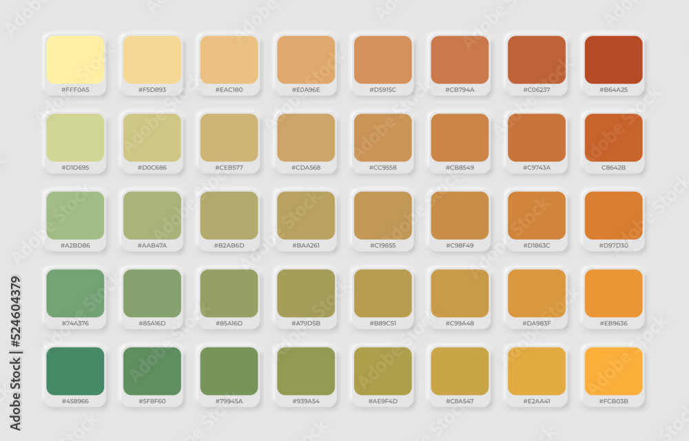 Colour Guide Palette Catalog Samples in RGB HEX. Green and Brown color ...
