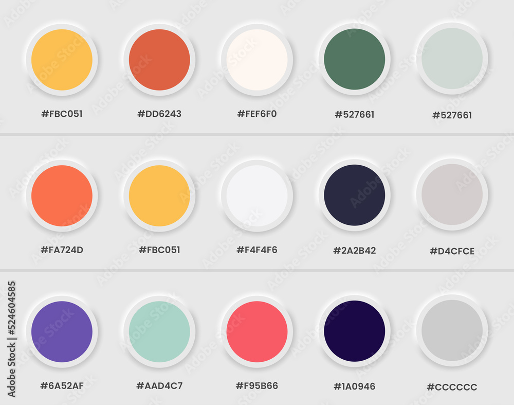 colour catalogue. Neuromorphic style colour palette for UI UX design ...