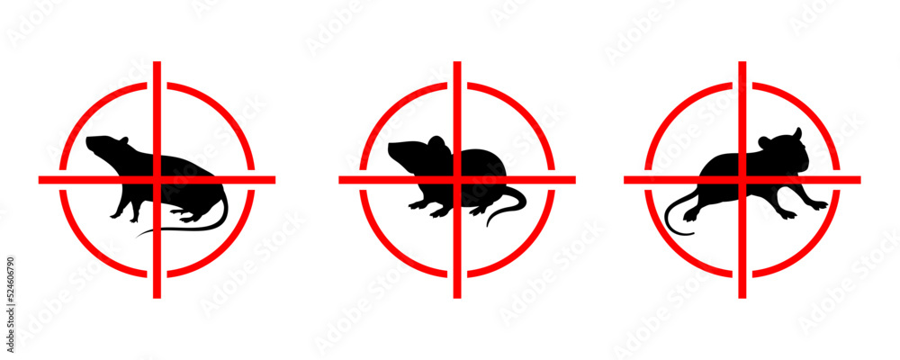 Rats icon. Pest control. Rodent extermination sign. Target logo for ...