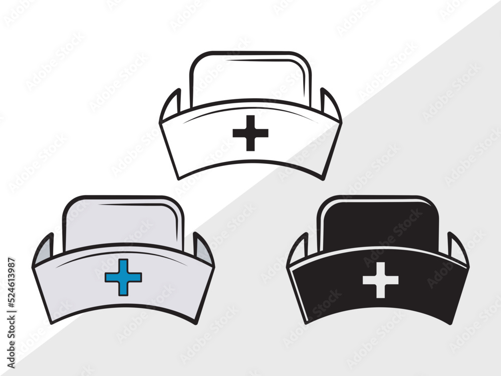 Nurse Hat Clipart SVG, Medical Nurse Hat Svg, Nurses Cap Svg, Cap Svg ...