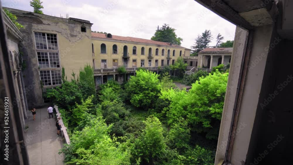 Detail of abandoned Soviet sanatorium Medea in Tskaltubo, Georgia ...