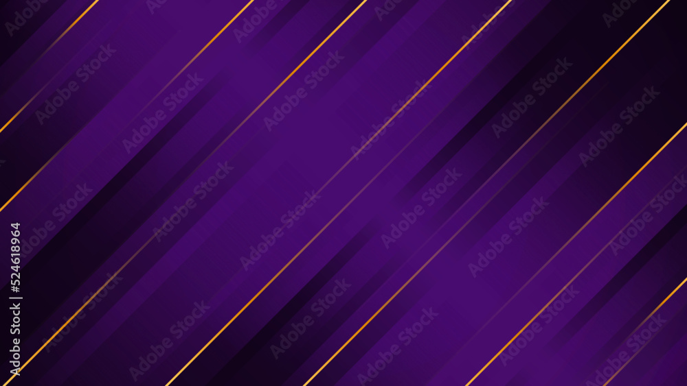 Abstract purple background with gold stripes. Design template for ...