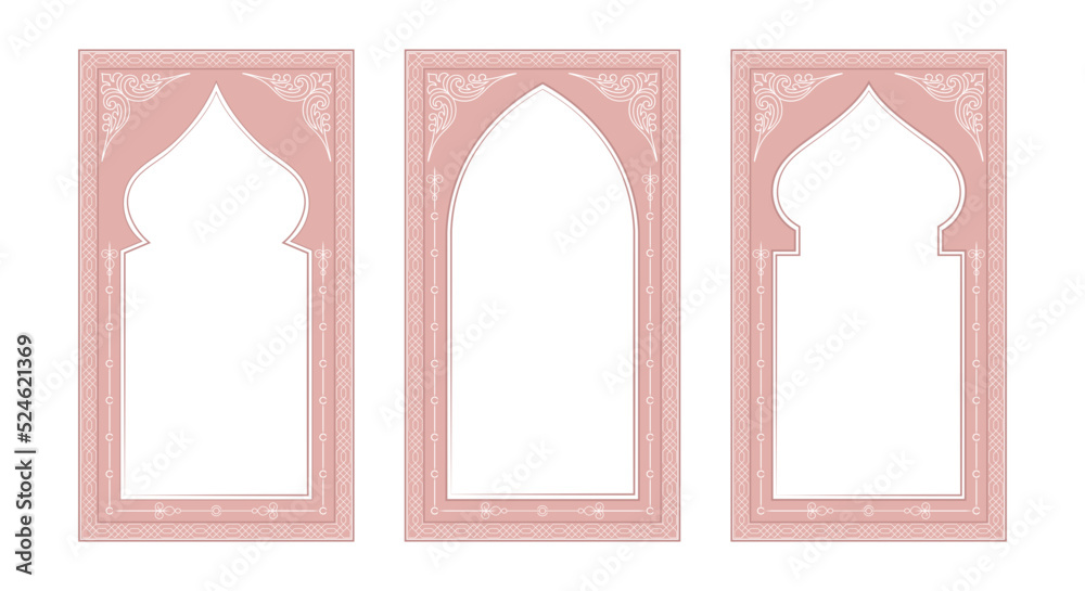 Set of Arabic arch and windows. Islamic architecture elements. Set of ...