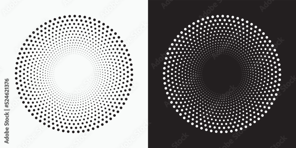 Dotted circular logo. circular concentric dots isolated on the white ...