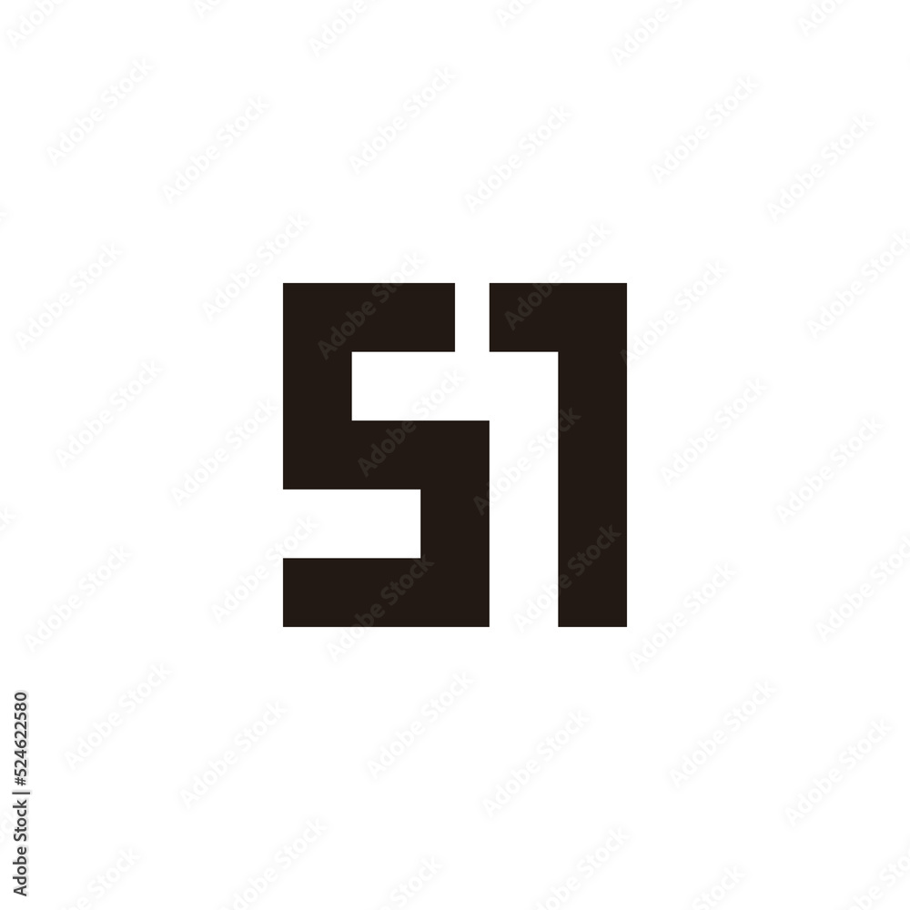 Letter S number 1 square, outlines geometric symbol simple logo vector ...