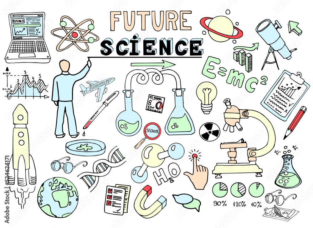 Hand drawn Science Sketch education school vector illustration. Doodle ...