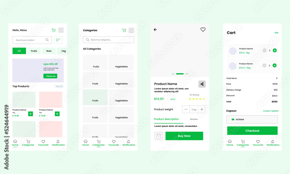 Vetor de Grocery delivery mobile app UI kit. home delivery service. UI ... Vetor de Grocery delivery mobile app UI kit. home delivery service. UI ...