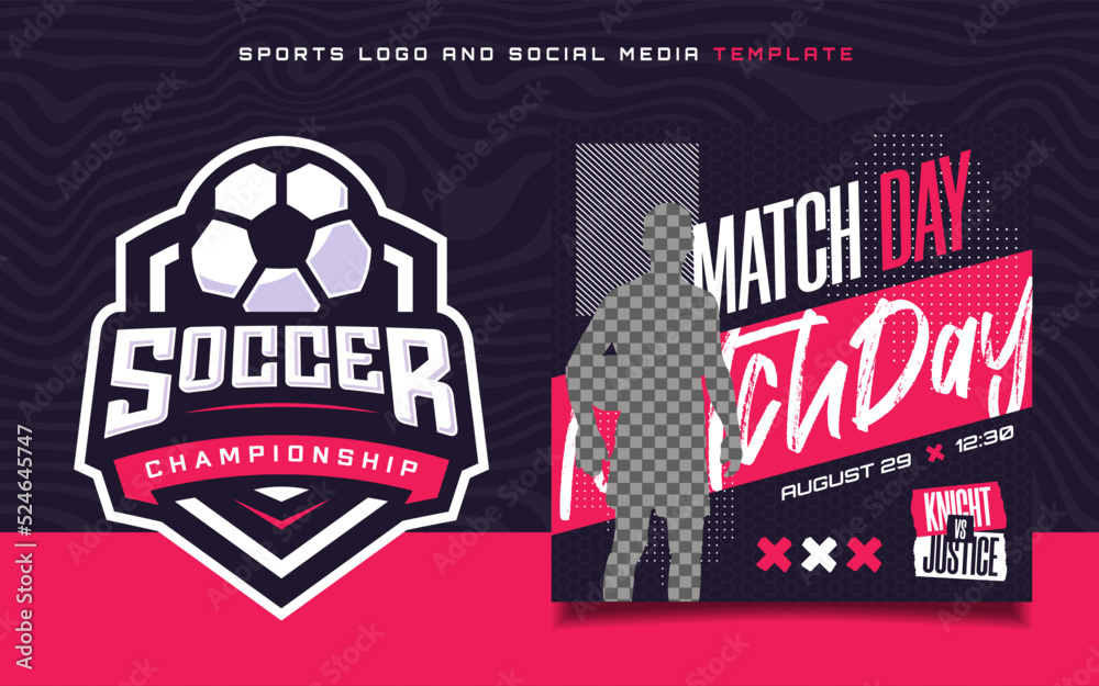 Soccer sports Logo and match day banner flyer for social media post ...