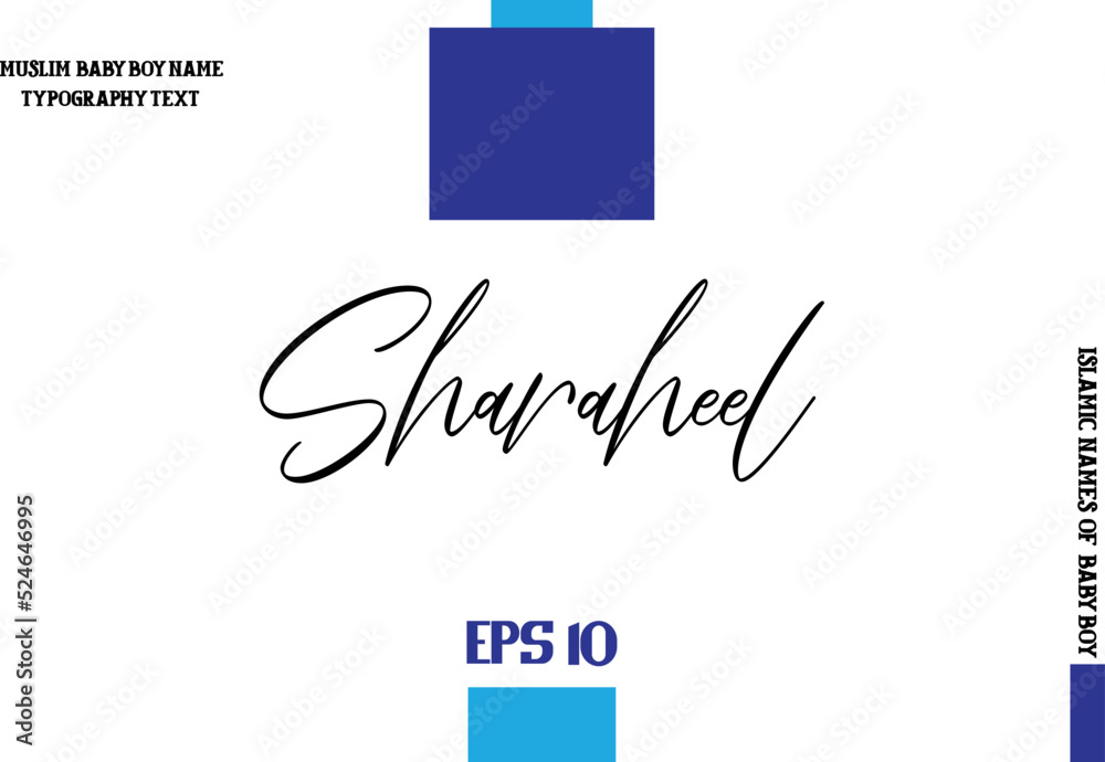 Baby Boy Arabic Name Sharaheel in Cursive Calligraphy Text Stock Vector ...