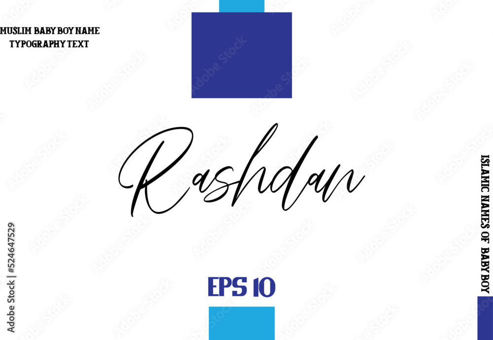 Cursive Text Typography of Baby Boy Arabic Name Rashdan Stock Vector ...