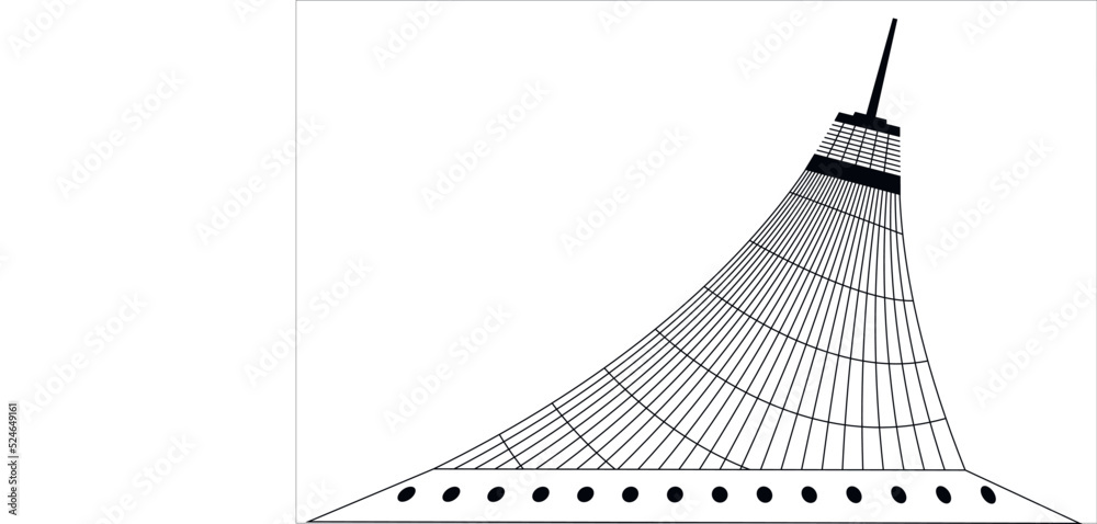 Linear drawing of the architectural structure of the city of Nur-Sultan ...