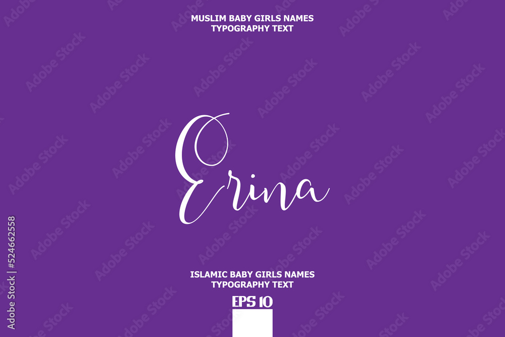 Arabic Girl Name Erina Text Lettering Vector Sign Stock Vector | Adobe ...