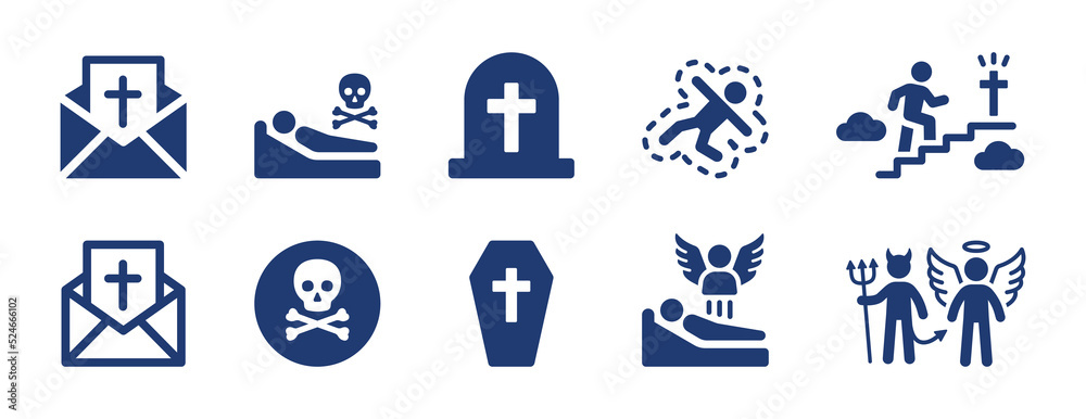 Funeral icon set. Death symbol vector isolated on white background ...