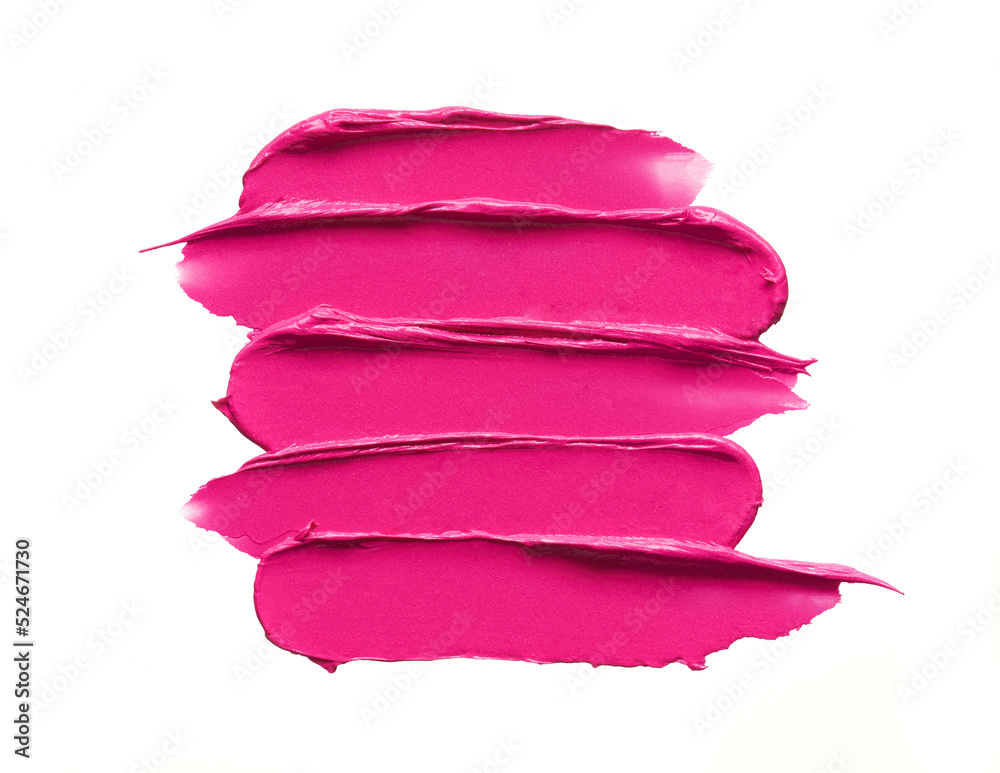 Pink makeup smear of lip gloss isolated on white background. Pink ...