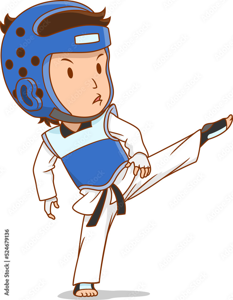 Cartoon Character of Taekwondo player. Stock Illustration | Adobe Stock