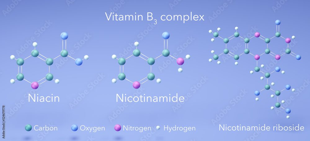 Vitamin b3 complex, niacin, nicotinamid, nicotinamid riboside ...