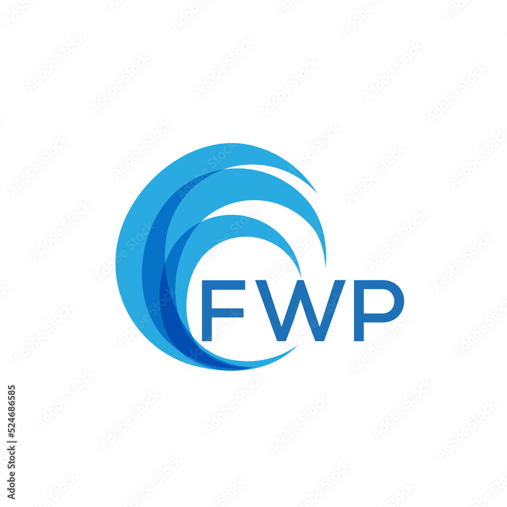 FWP letter logo. FWP blue image on white background. FWP Monogram logo ...