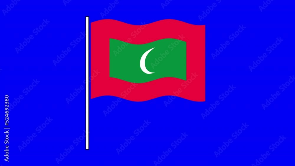 Maldives flag seamless loop animation. Chroma key, blue green screen ...