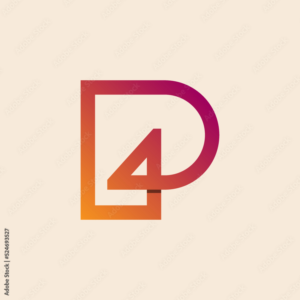 combined alphabet letter and number 4P, P4 logo design Stock Vector | Adobe Stock