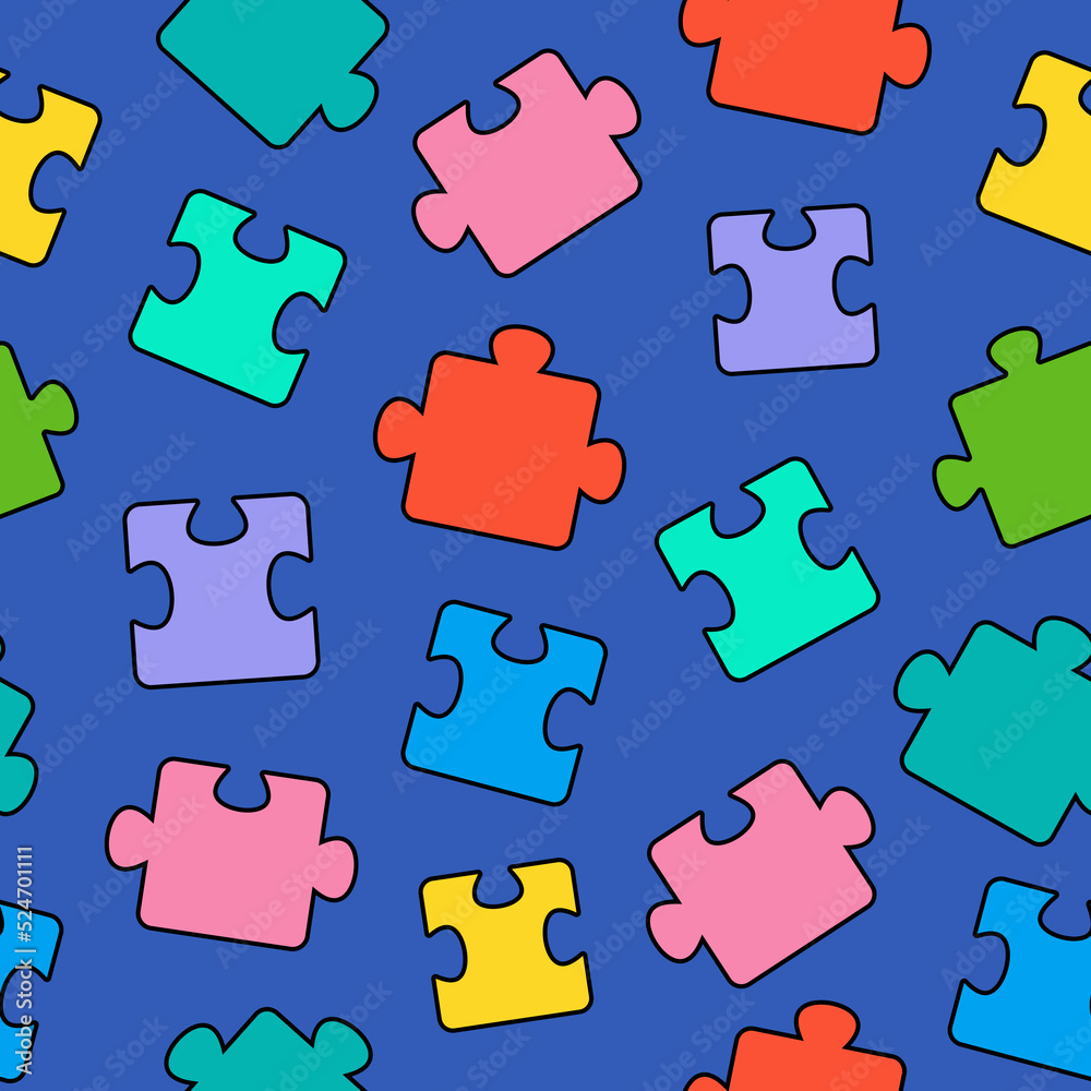 Seamless background composed of puzzle pieces. Seamless bright ...