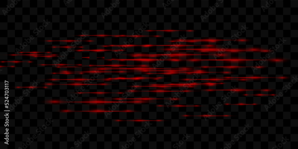 Red glowing beam of light, neon line on a transparent background ...