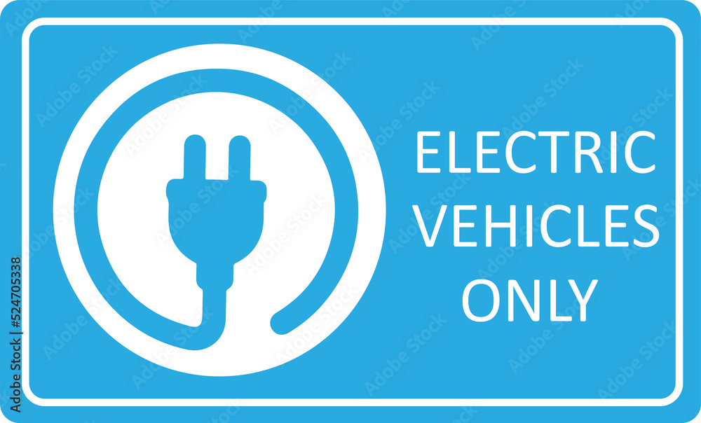 3D Realistic Electric Vehicle Only Parking Sign, EV Plug In Glyph ...