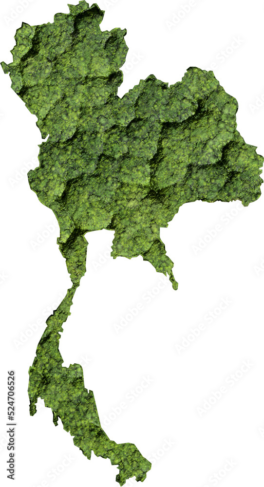 3D Realistic Stylized map of Thailand. brown map. Stock Illustration ...