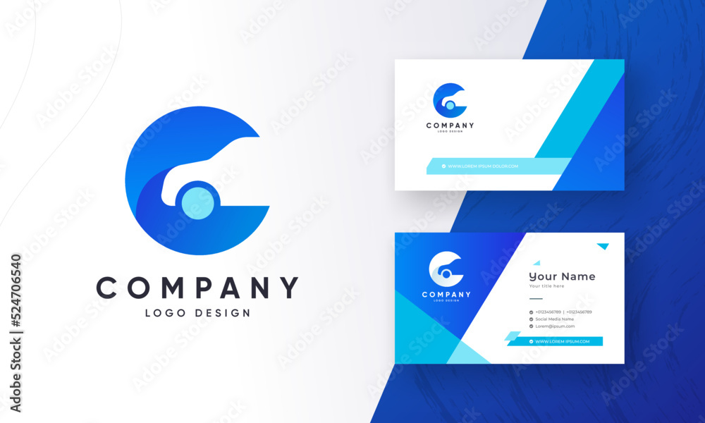 Car and letter C combination automobile initial letter logo design with ...