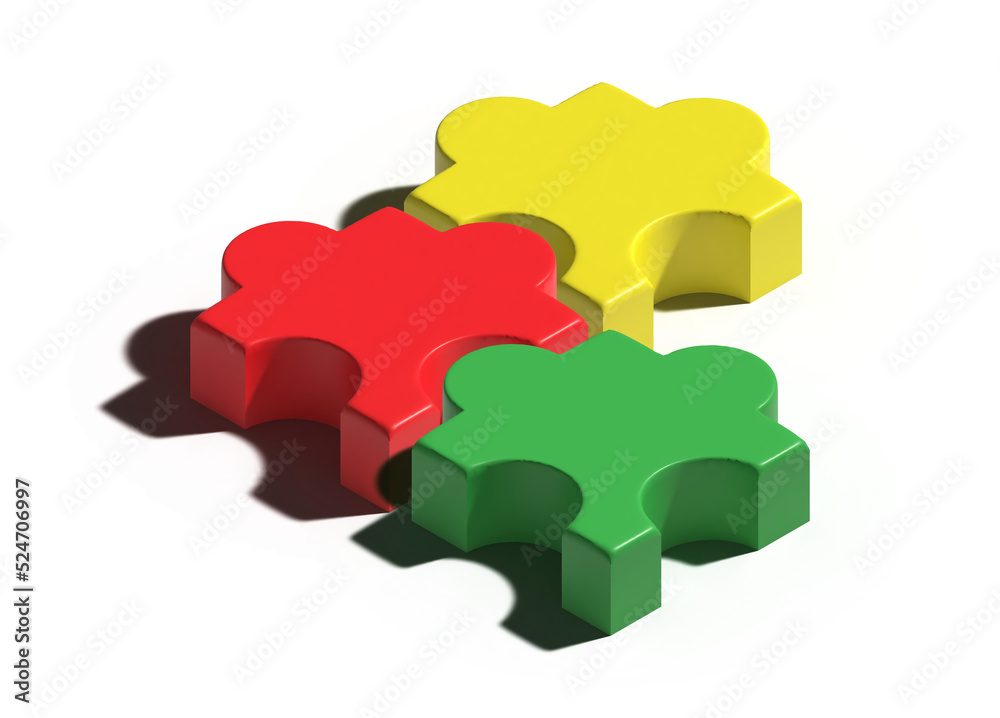 3D Realistic puzzle piece icon isolated from white background Stock ...