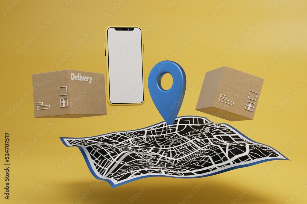 destination on the map. order delivery of parcels to the specified ...