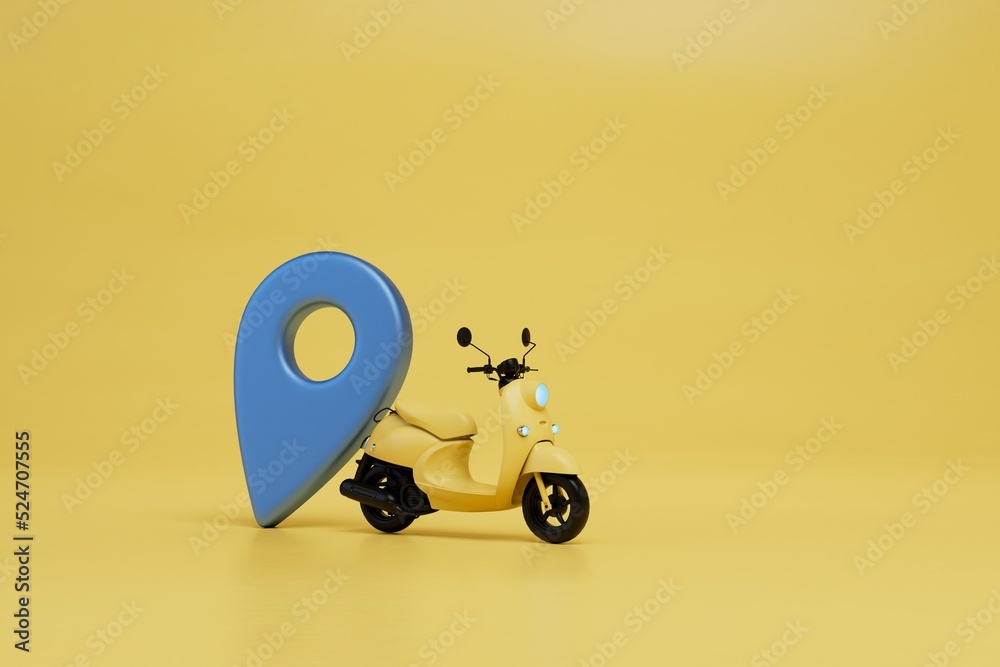 determining the route of the trip on a moped. navigator icon next to a ...