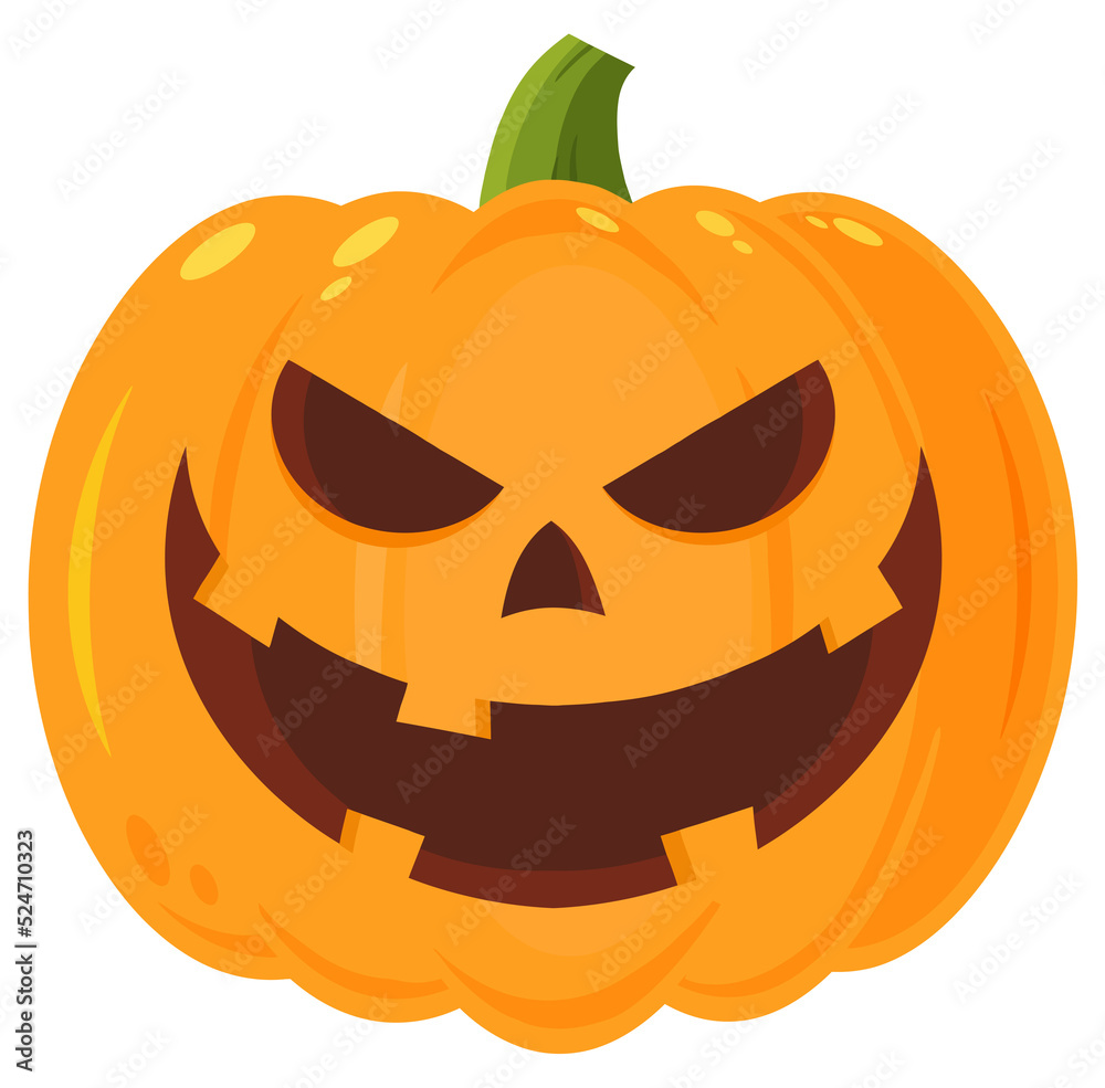 Grinning Evil Halloween Pumpkin Cartoon Emoji Face Character With ...